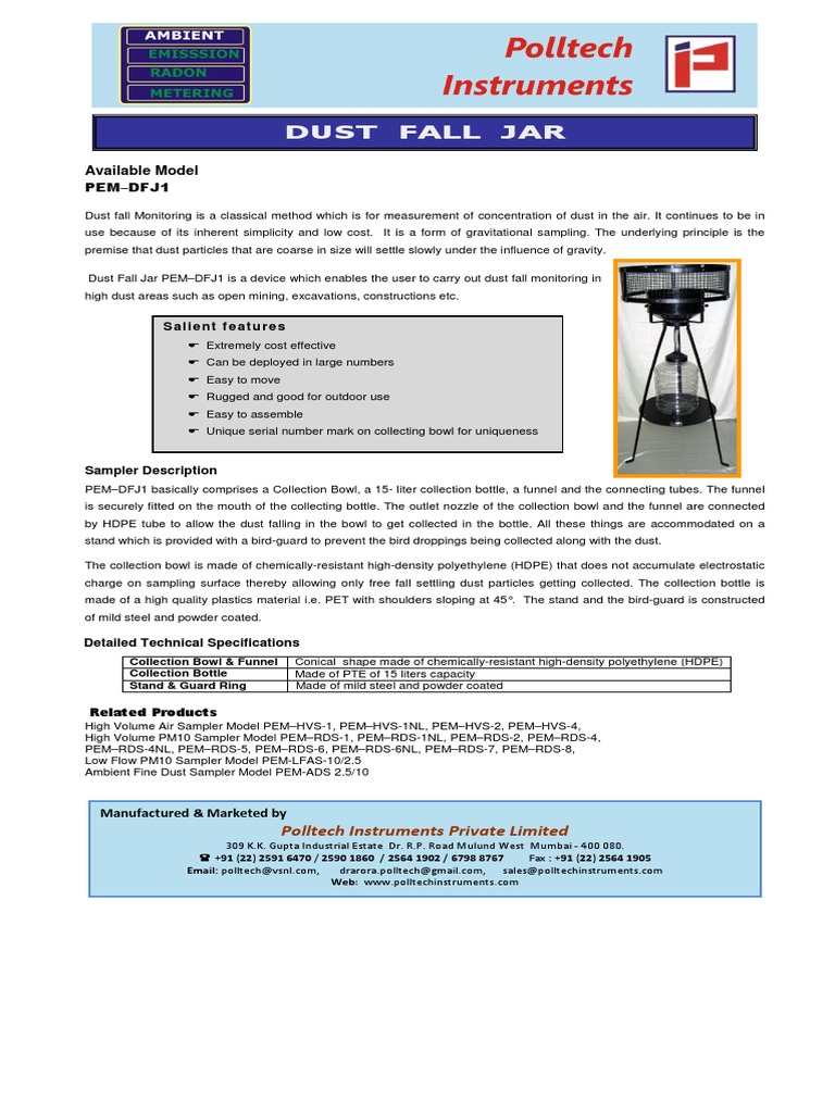 Dust Fall Jar PEM-DFJ1 Overview | PDF