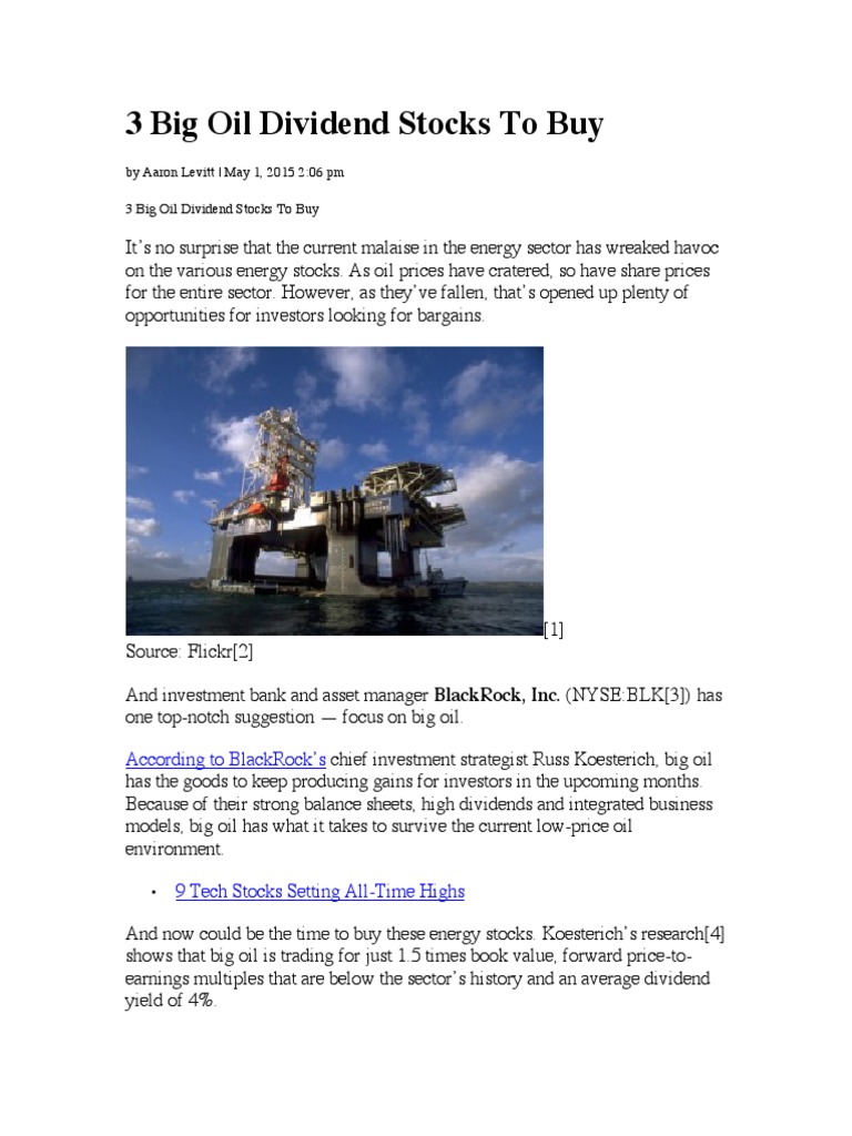 3 Big Oil Dividend Stocks To Buy | PDF | Royal Dutch Shell | Dividend