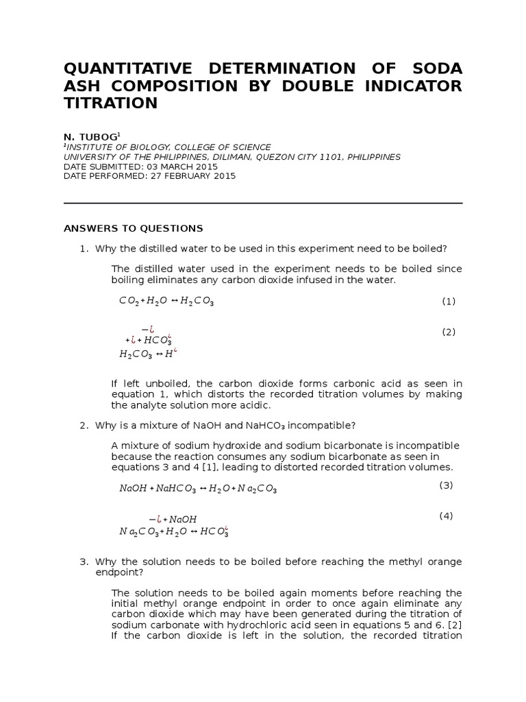 Quantitative Determination of Soda Ash Composition by Double Indicator ...
