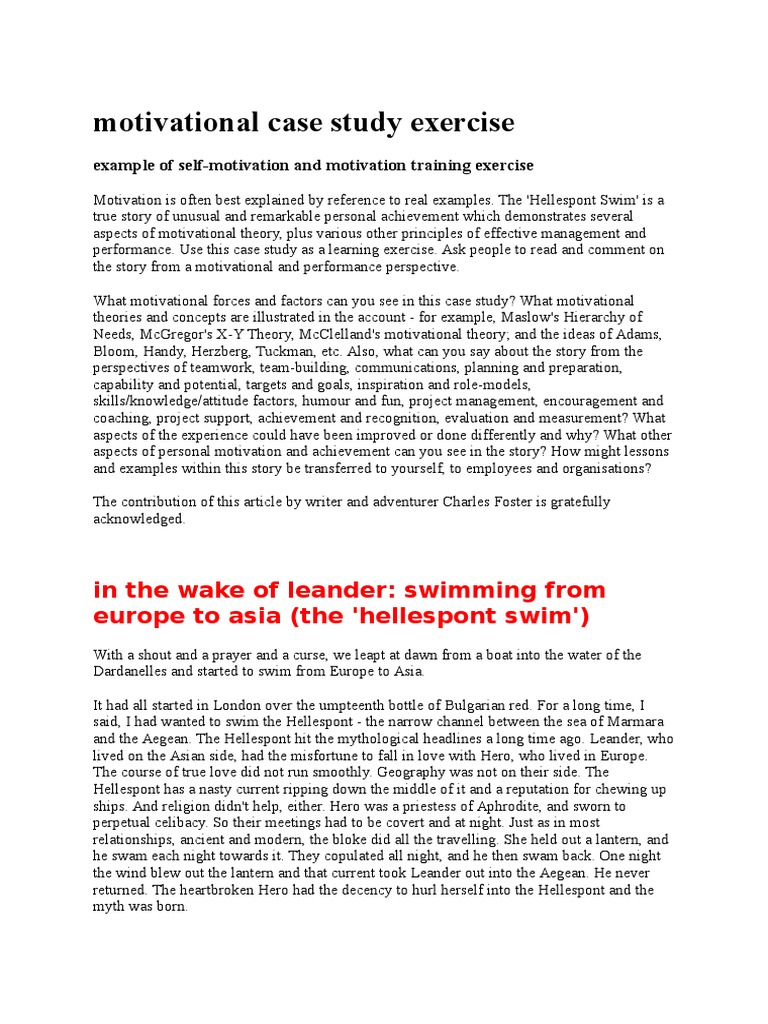 Motivational Case Study Exercise | PDF | Dardanelles | Motivation