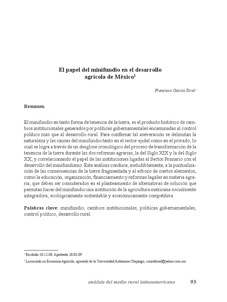 Minifundio en Mexico | PDF | Agricultura | México