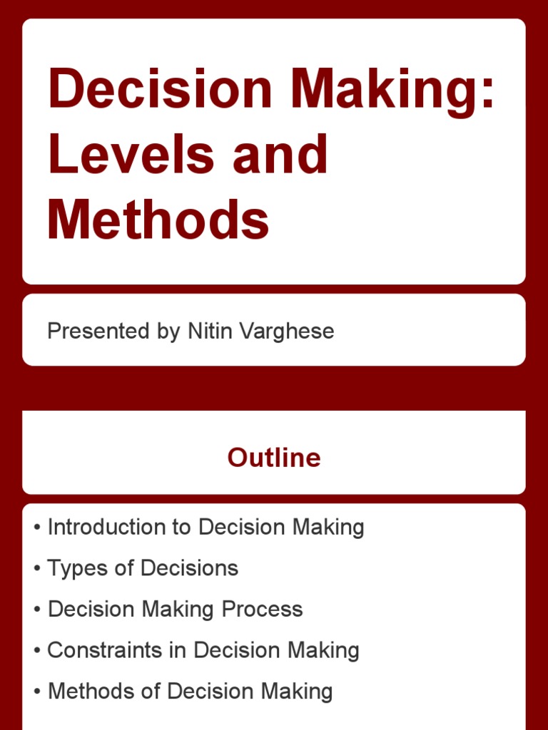 Decision Making Levels and Methods | PDF | Cost–Benefit Analysis ...