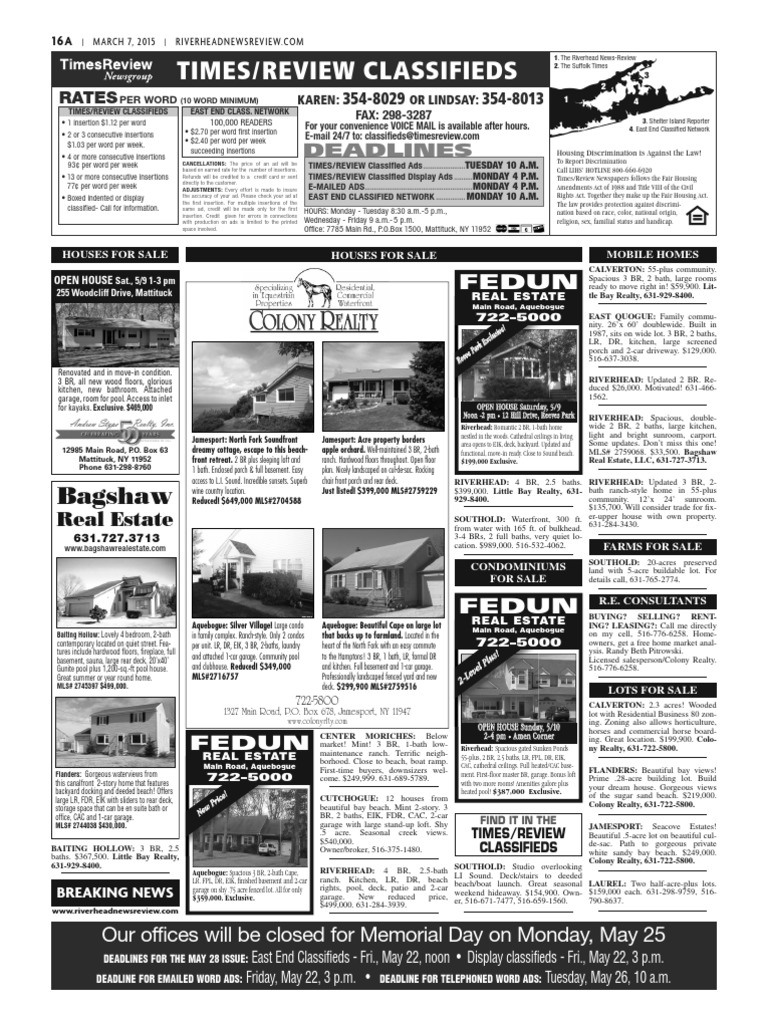 Times Review Classifieds: May 7, 2015 | PDF | Résumé | Advertising