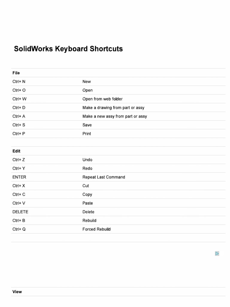 58 Keyboard Shortcuts For SolidWorks | PDF