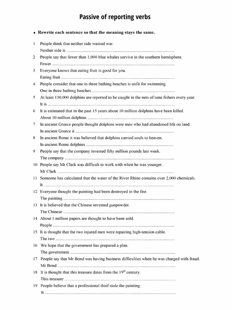 Passive of Reporting Verbs | PDF