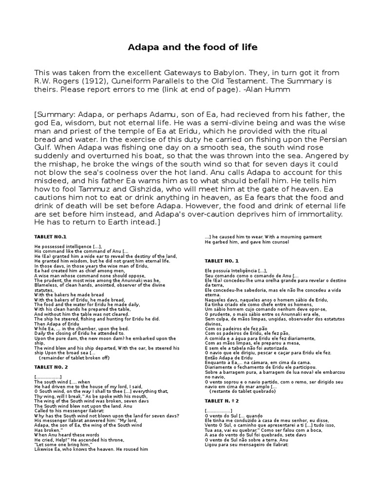 JewishChristianLit 1 ADAPA | PDF | Mesopotamian Mythology | Ancient ...