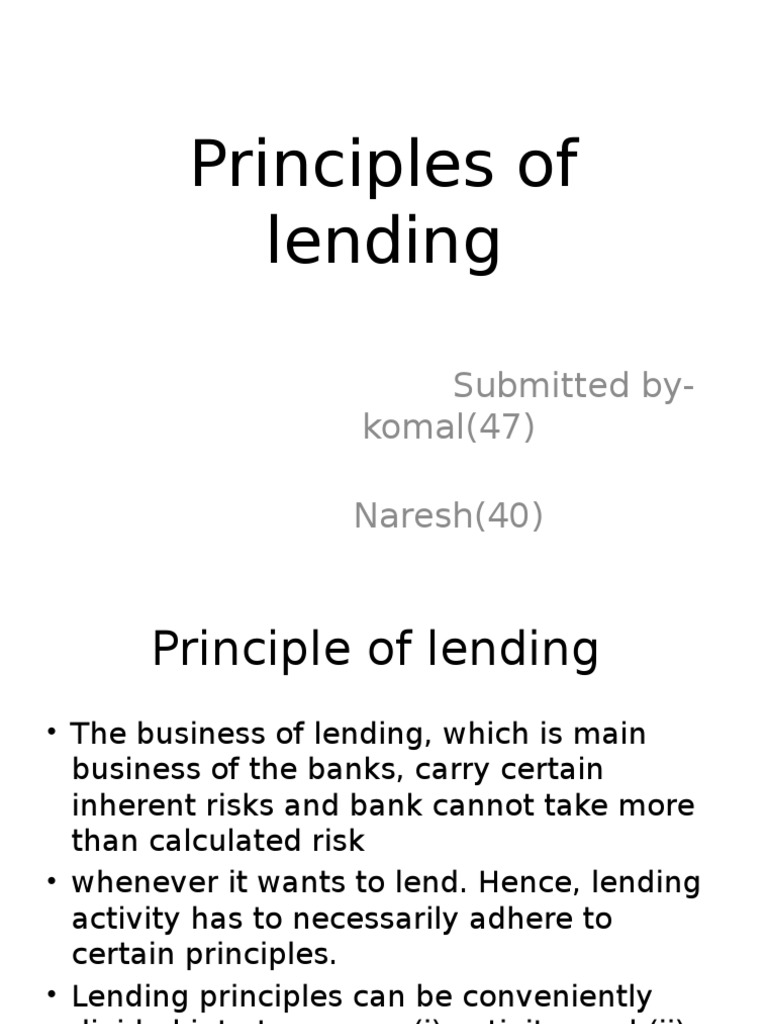 Principles of Bank Lending Explained | PDF | Mortgage Law | Loans