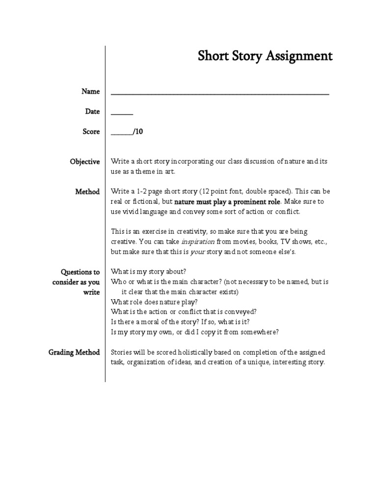 Short Story Handout | PDF | Self-Improvement