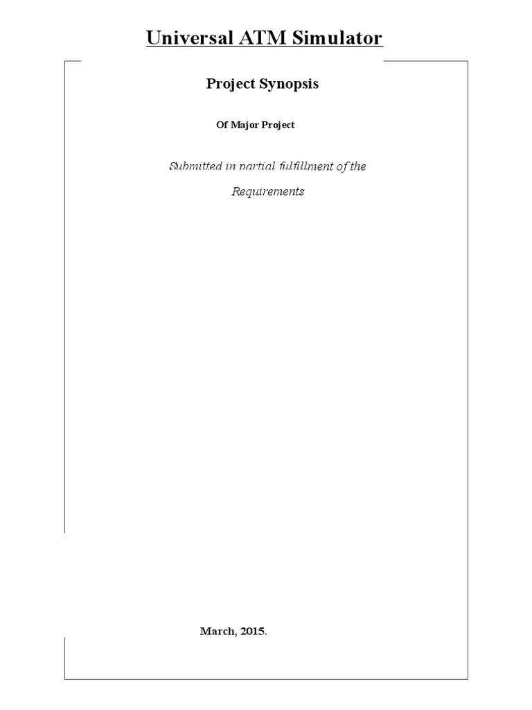 ATM Simulator Synopsis | PDF | Input/Output | Databases