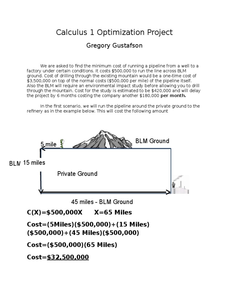 Calculus 1 Optimization Project | PDF | Pipeline Transport | Science
