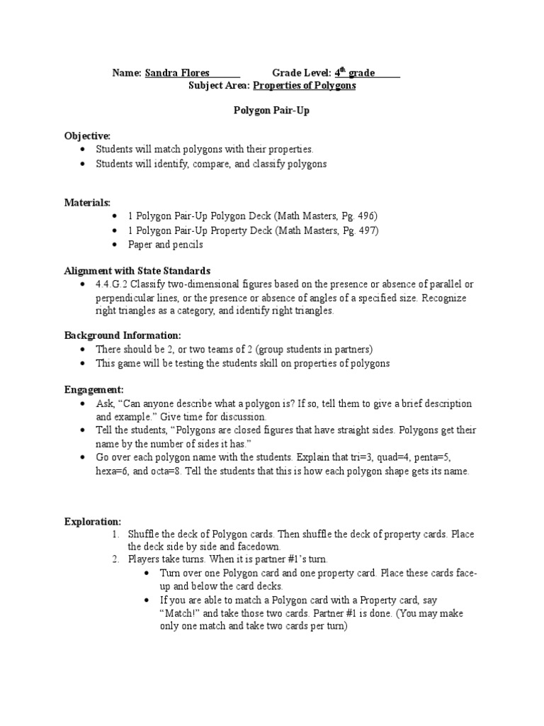 Polygon Math 7 Lesson Plan