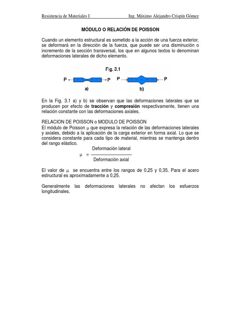 Módulo de Poisson en Materiales | PDF | Ciencia de los materiales ...