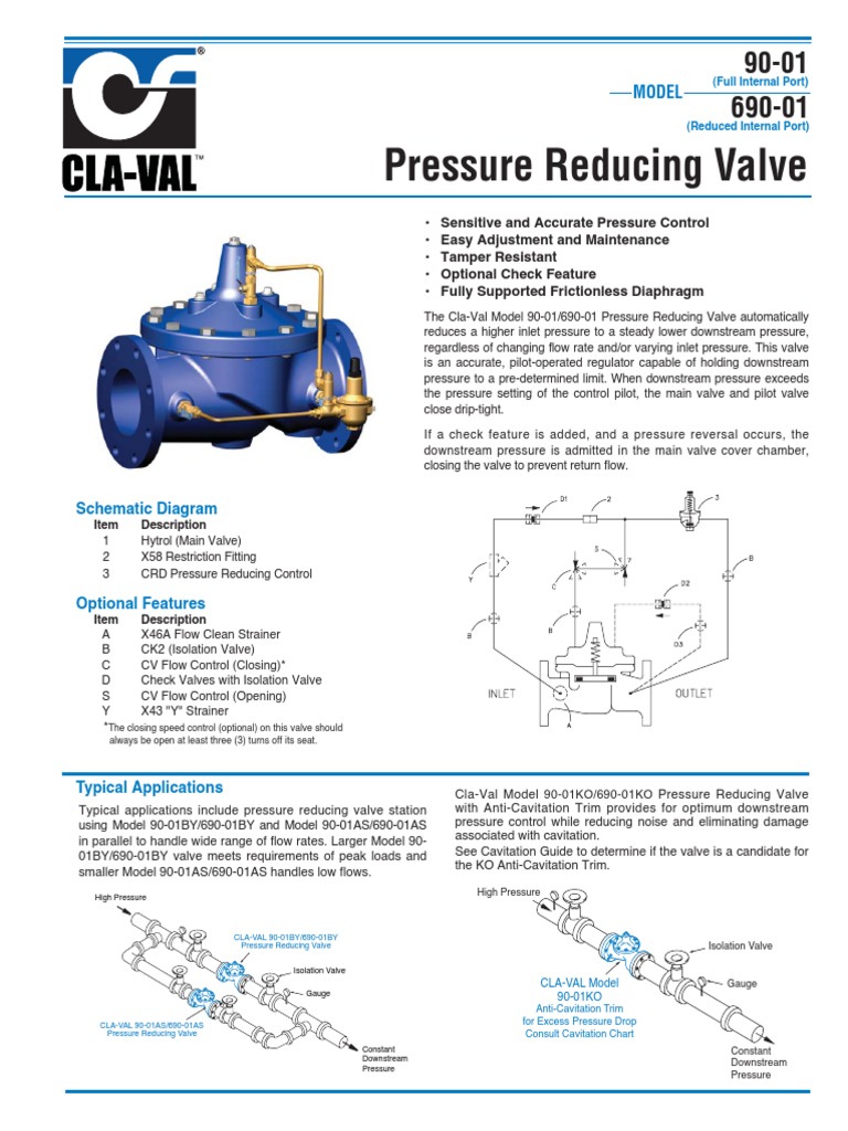 90-01 Reductora de Presion Cla-Val | PDF | Valve | Gas Technologies
