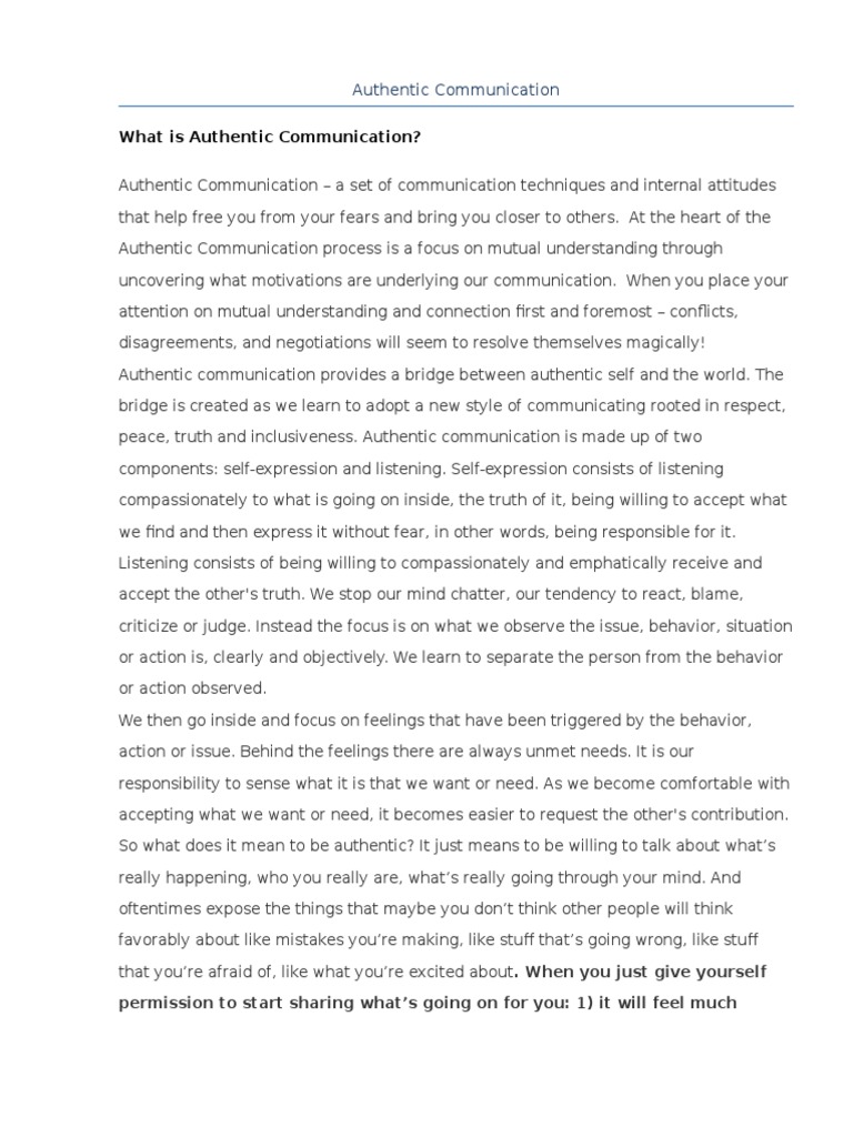 Authentic Communication | PDF | Leadership | Attitude (Psychology)