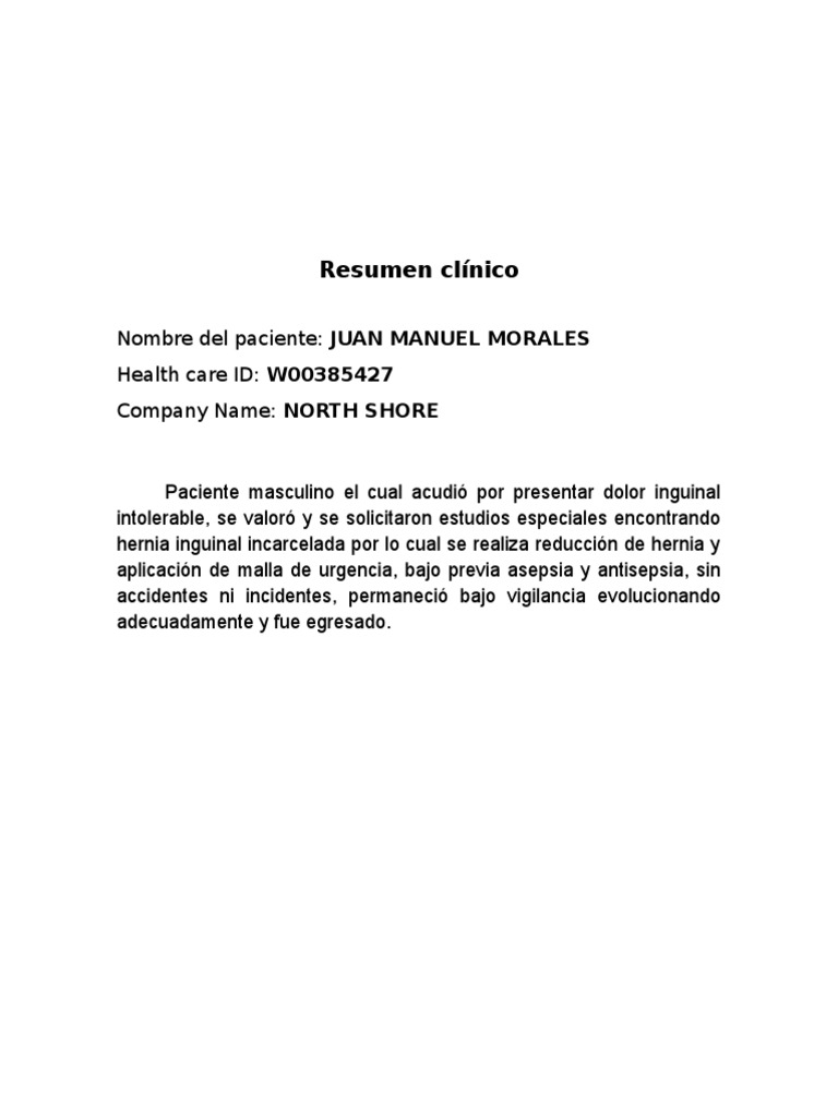 Resumen Clínico Nov 14 | Clínica | Diagnostico medico
