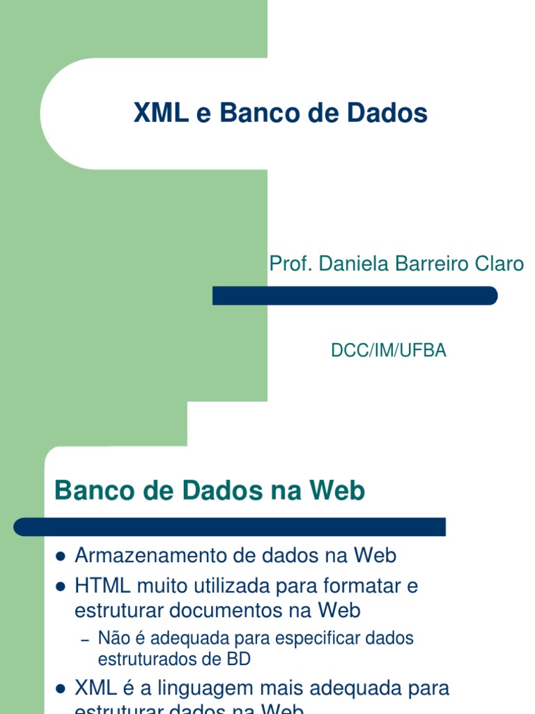 Teoria - XML e Banco de Dados | PDF | XML | Modelo de Documento por Objetos (DOM)