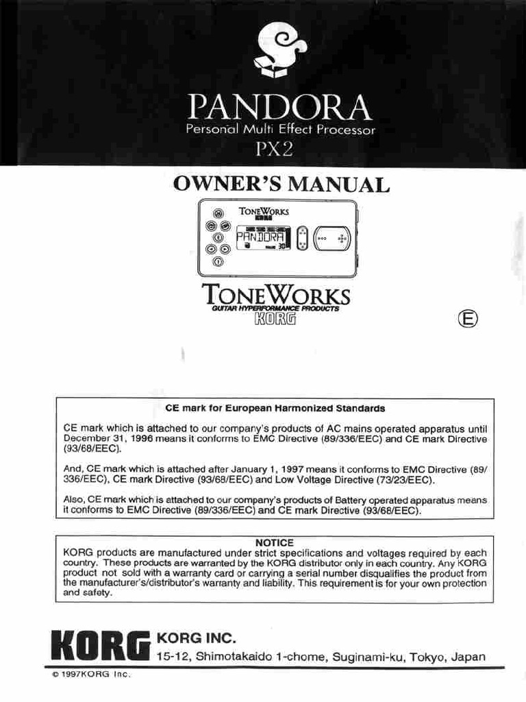 Korg PANDORA PX2 Personal Multi Effect Processor | PDF