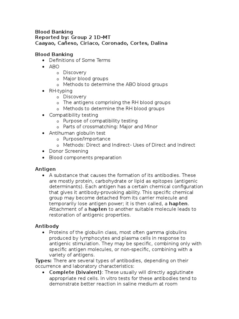 Blood Banking Procedures | PDF | Blood Type | Clinical Pathology