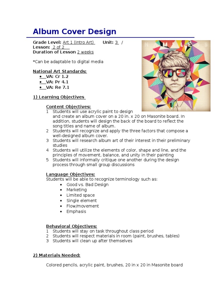 Album Cover Design Lesson | Download Free PDF | Educational Assessment ...