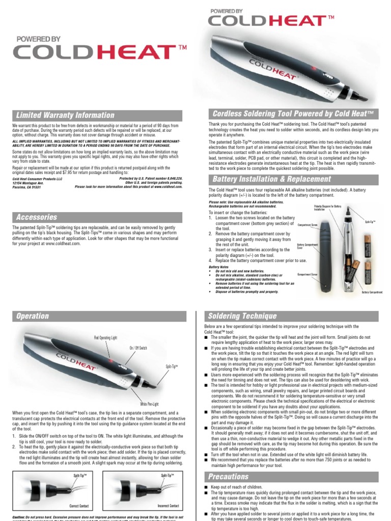 Manual Coldheat | PDF | Soldering | Electricity