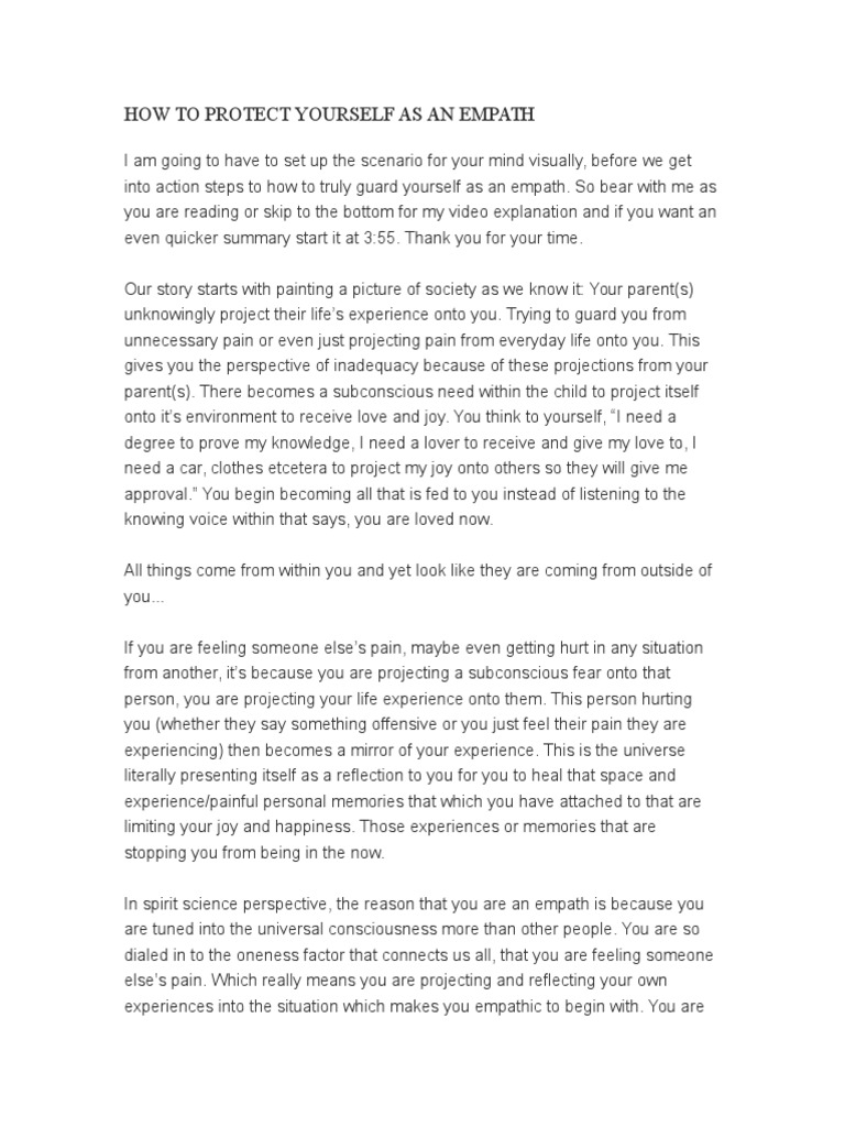How To Protect Yourself As An Empath | PDF | Empathy | Pain