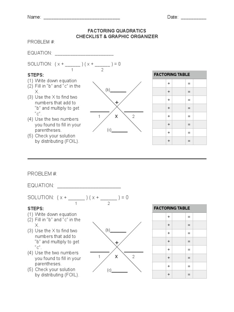 Factoring Quadratics Goc | PDF