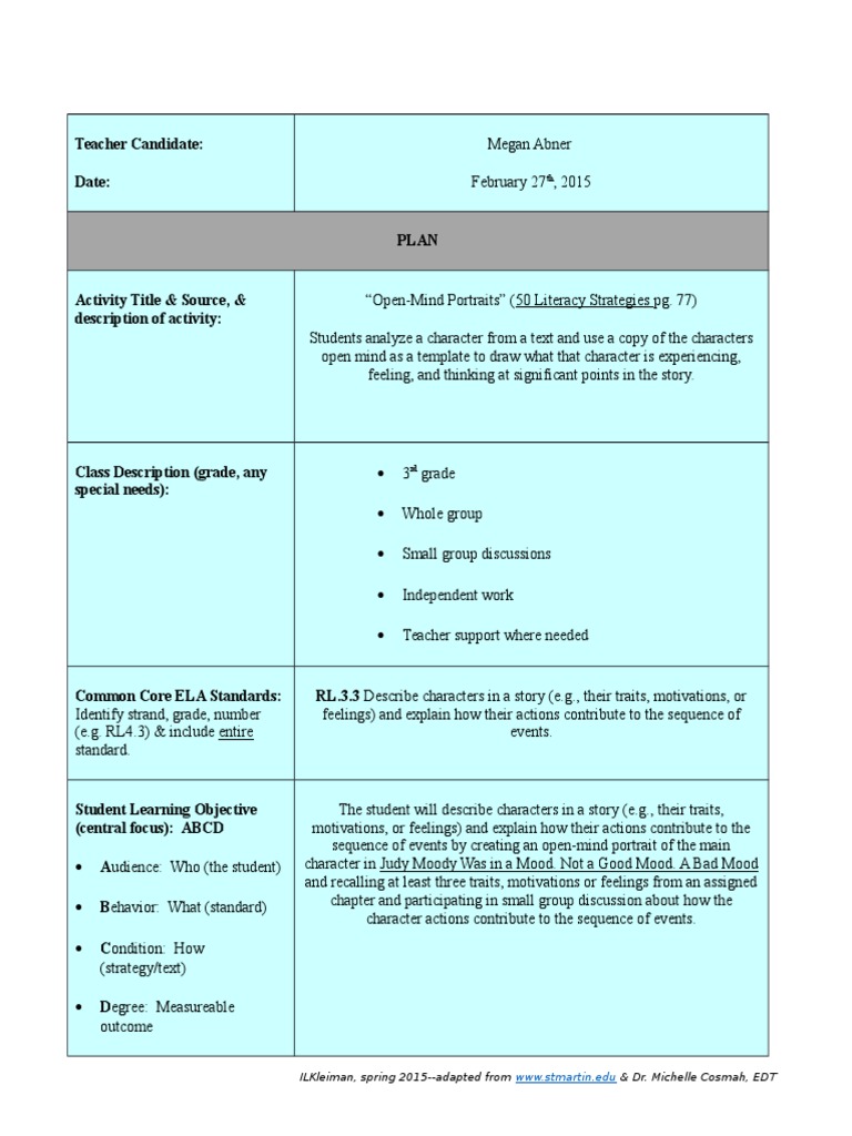 Open-Mind Portraits for 3rd Grade | PDF | Lesson Plan | Motivation