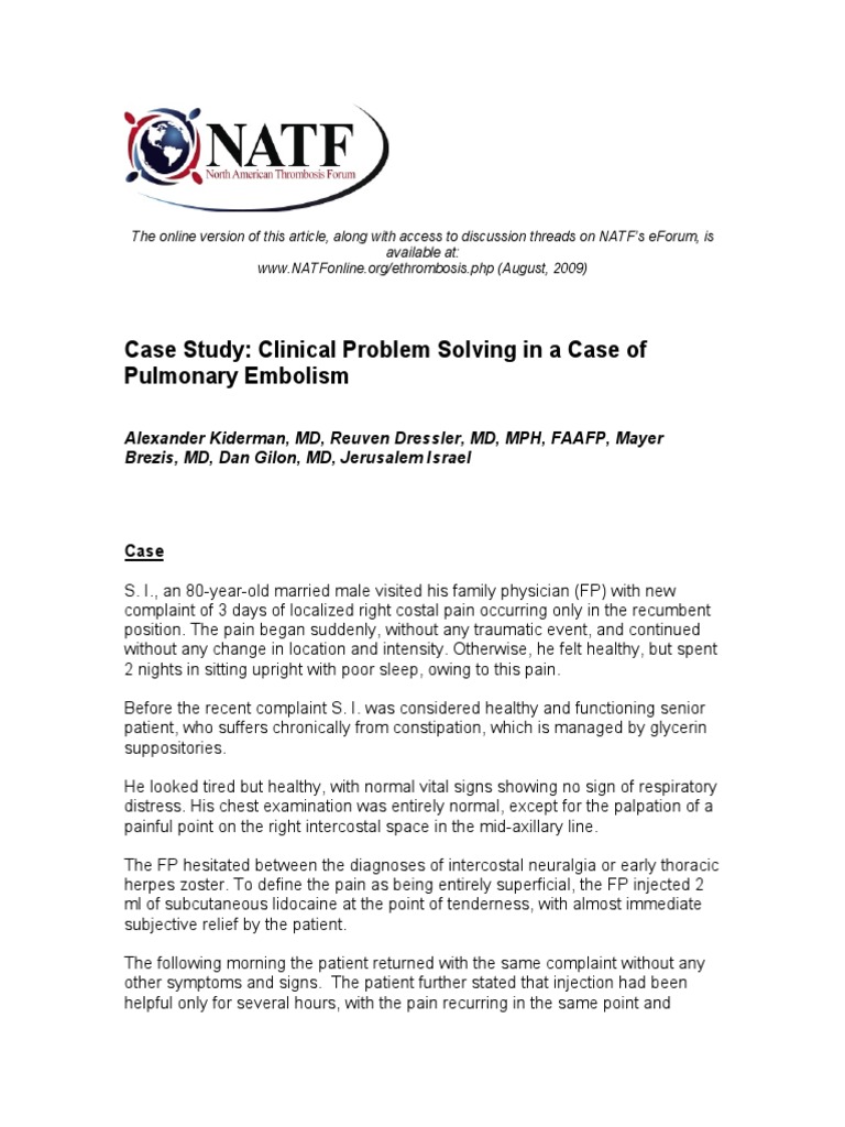 PE Case Study | PDF | Lung | Medical Specialties