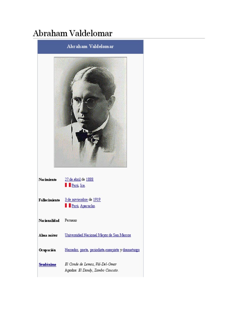 Vida y obra de Abraham Valdelomar | PDF