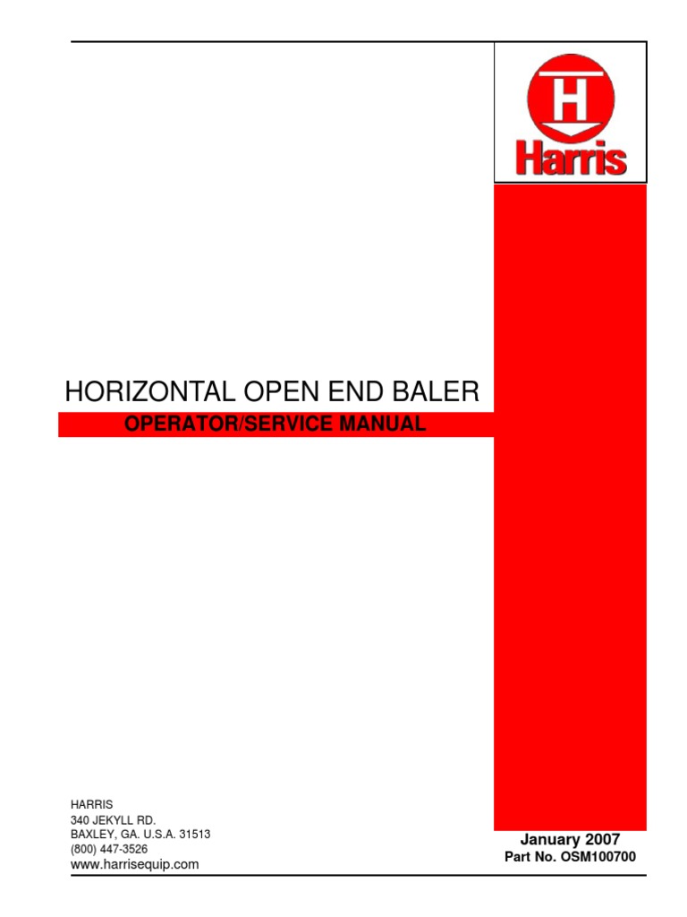 Horizontal Open End Baler: Operator/Service Manual | PDF | Personal ...
