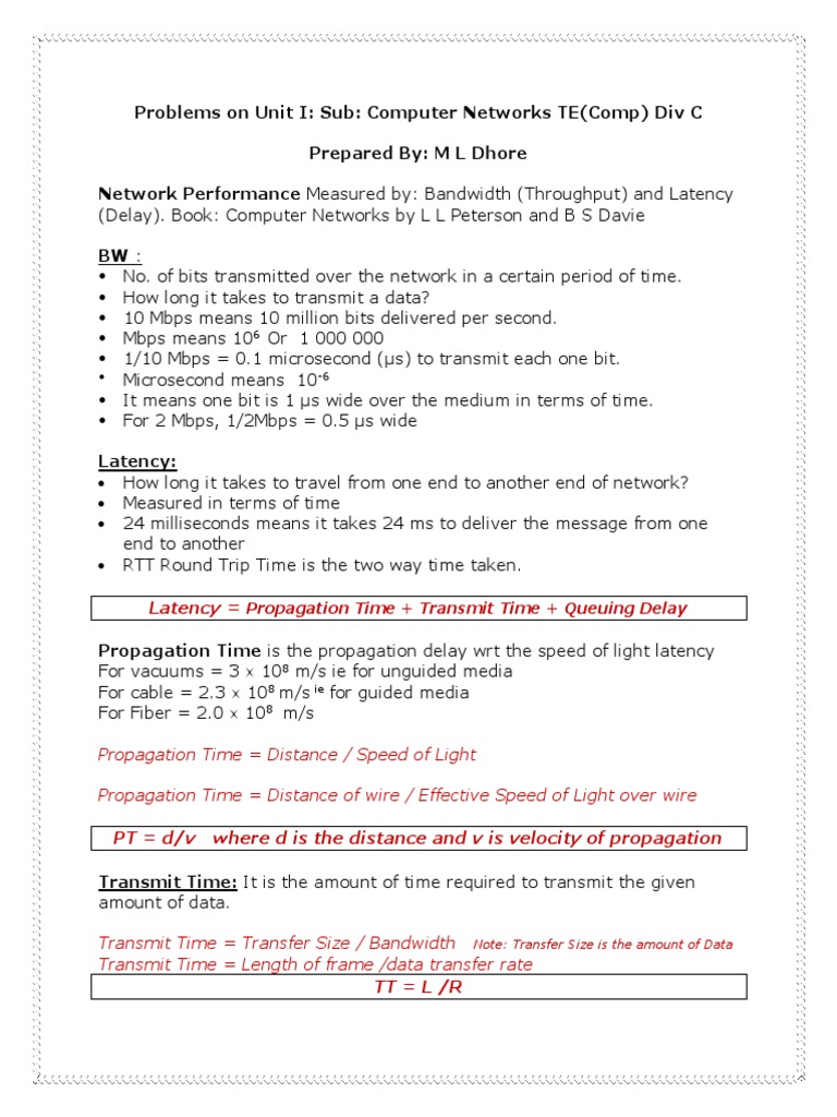 Data Link Numericals | PDF | Data Rate Units | Latency (Engineering)