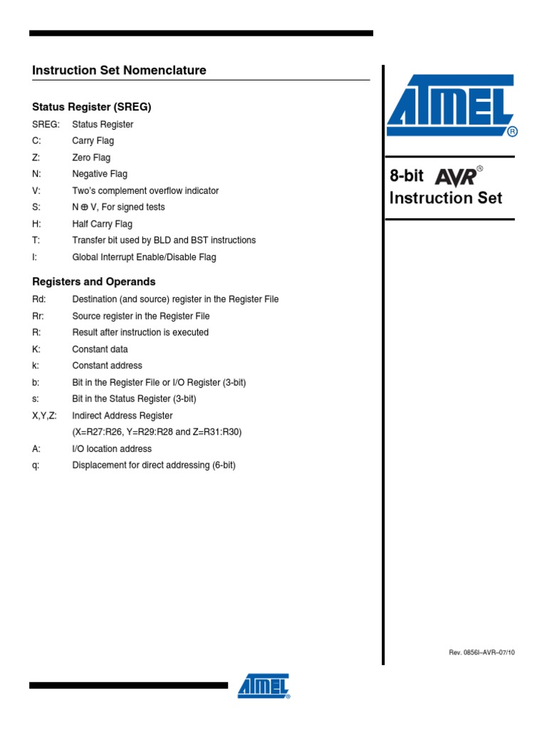 Avr Set Intructions | PDF | Instruction Set | Central Processing Unit