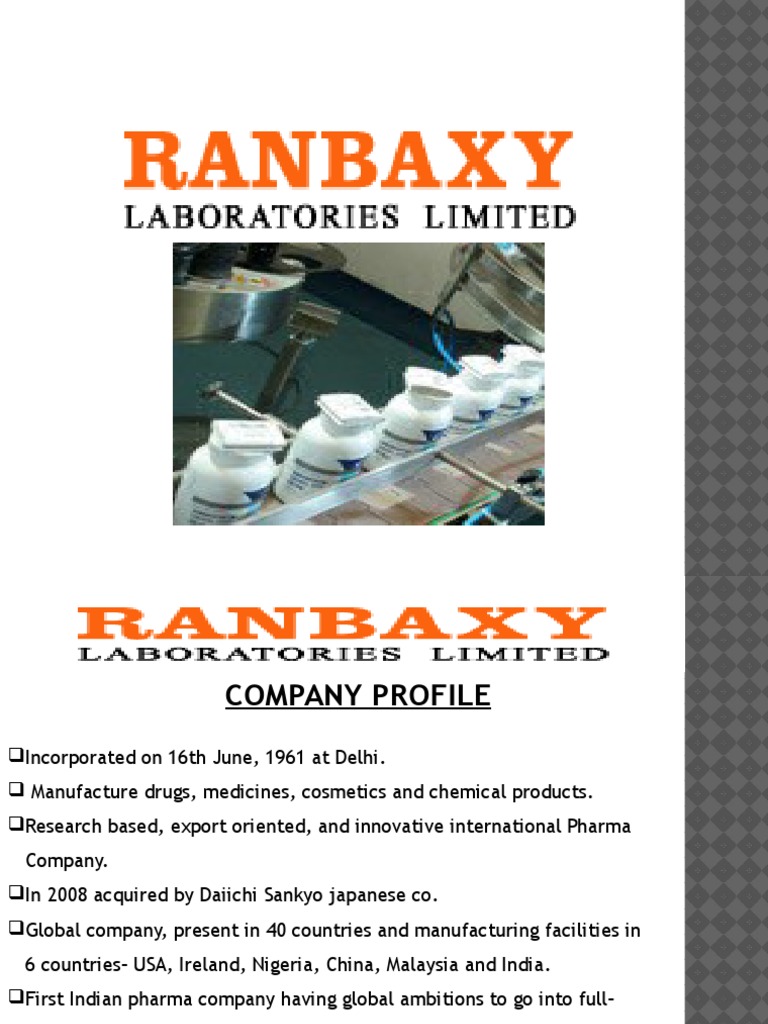 Ranbaxy Presentation | PDF | Fine Chemical | Pharmaceutical Industry