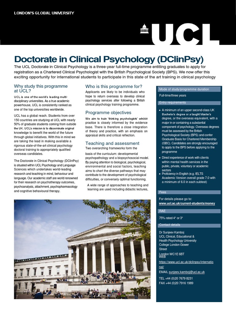 DClinPsy Course Information | PDF | Clinical Psychology | University ...