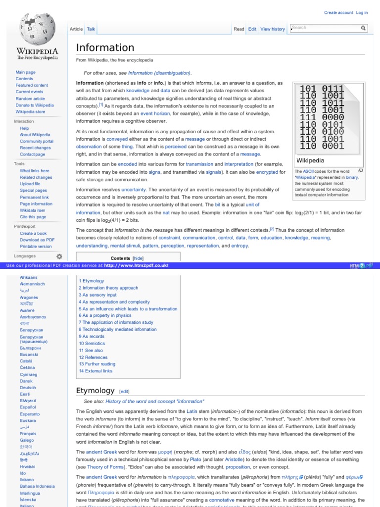HTTP en Wikipedia Org Wiki Information | PDF | Information | Epistemology