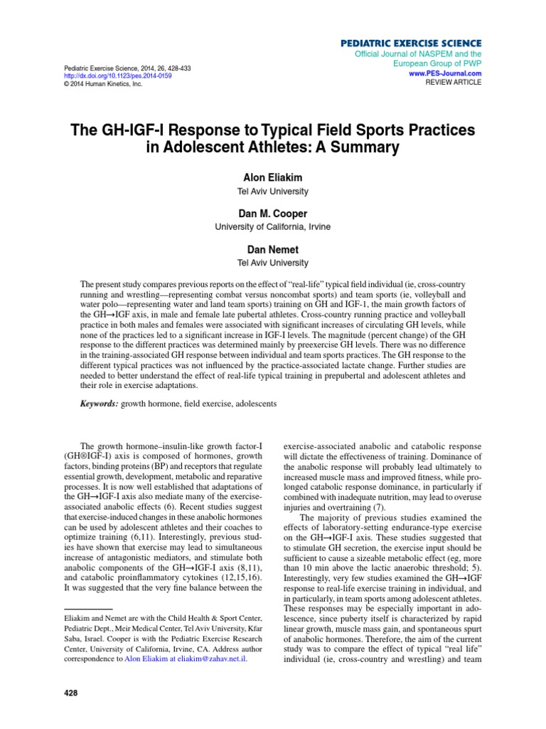 The GH-IGF-I Response To Typical Field Sports Practices | PDF | Insulin ...