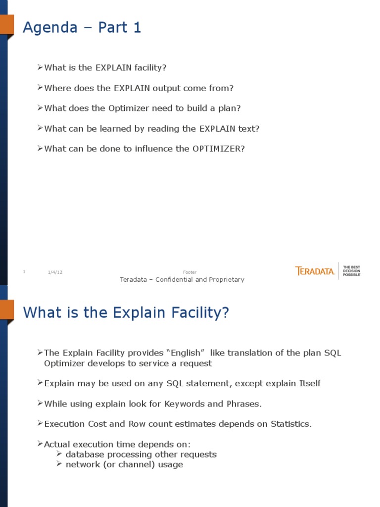 Explaining The Explain | PDF | Database Index | Sql