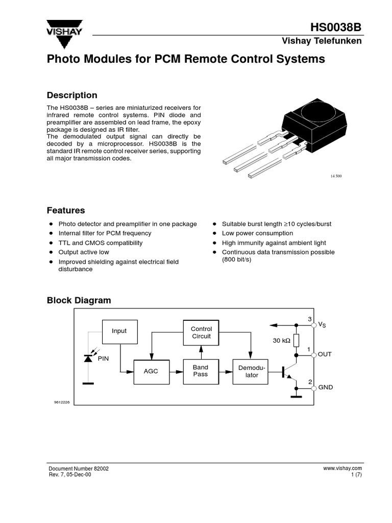 HS0038B.pdf | Detector (Radio) | Electronic Engineering