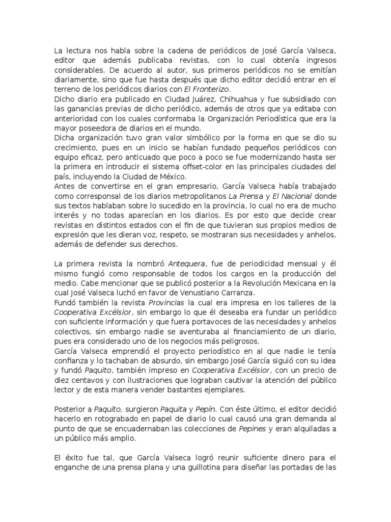 Cadena García Valseca | PDF | Publicación | México