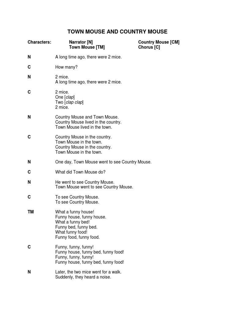Town Mouse and Country Mouse | PDF | Mouse | Living Fossils