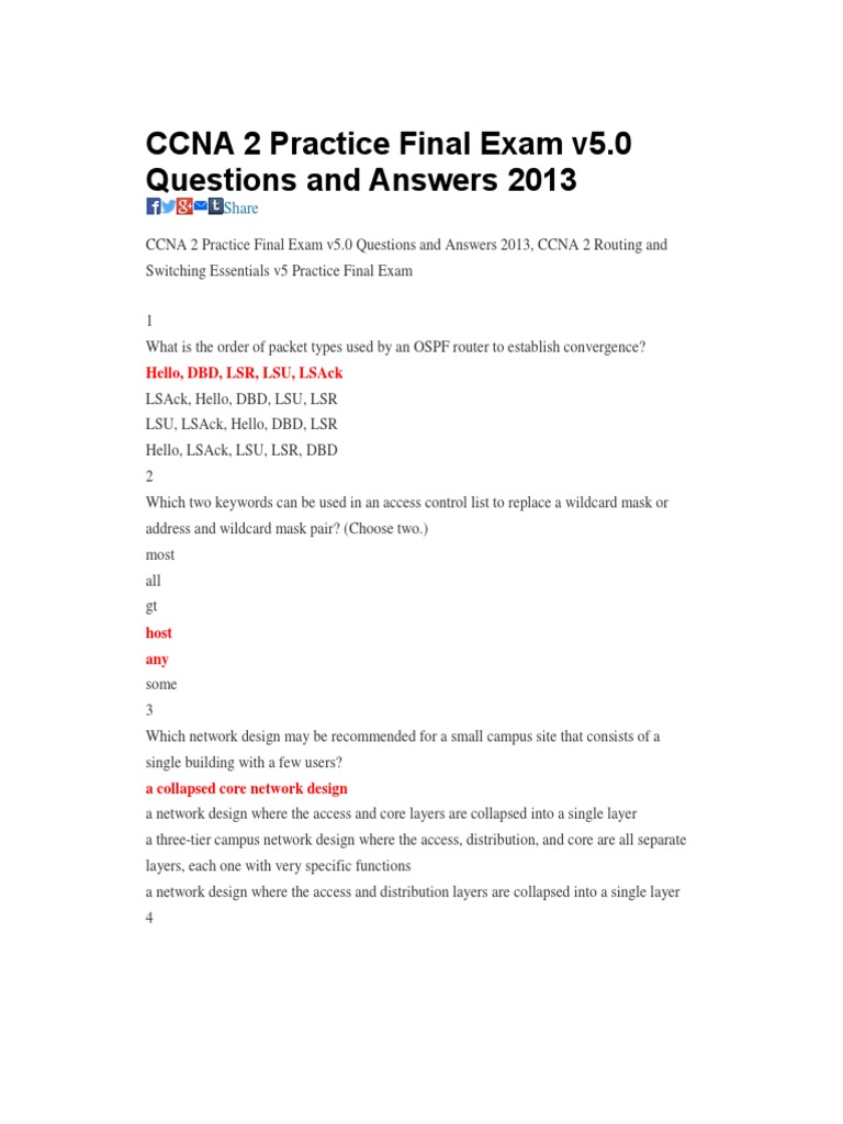 CCNA Practice Final PDF | PDF | Ip Address | Router (Computing)