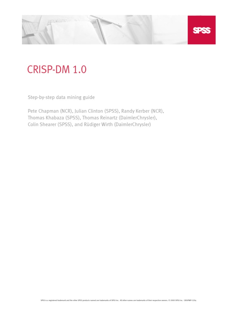 Crisp Dm 1 0 Step By Step Data Mining Guide Pdf Data Mining