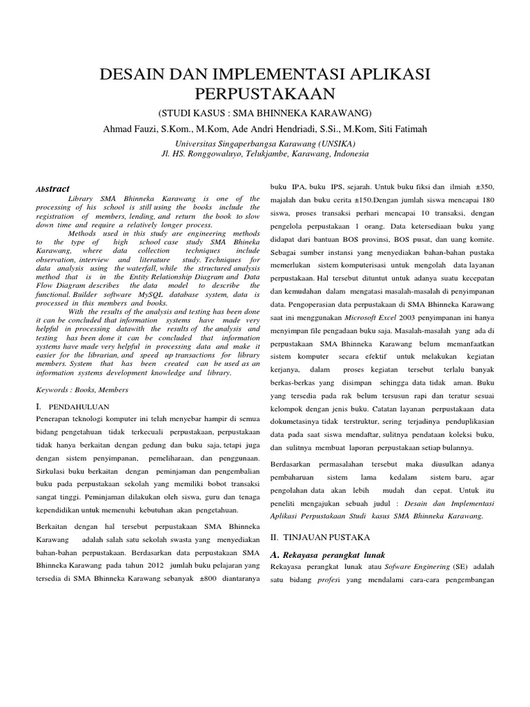 Desain Aplikasi Perpustakaan SMA Bhinneka | PDF | Software Development ...
