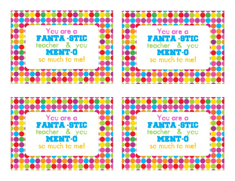 Fanta & Mentos Teacher Appreciation Gift Tag | PDF | Foreign Language ...