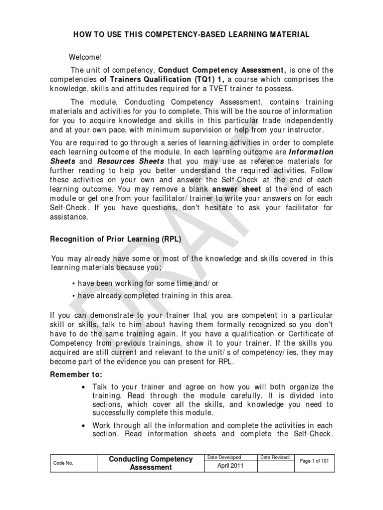 Conduct Competency Assessment | PDF | Educational Assessment ...