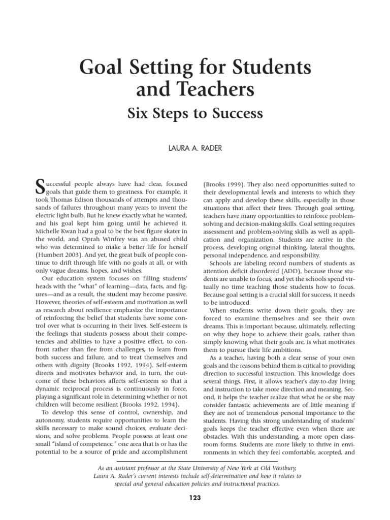 Goal Setting For Students and Teachers | PDF | Goal Setting | Goal