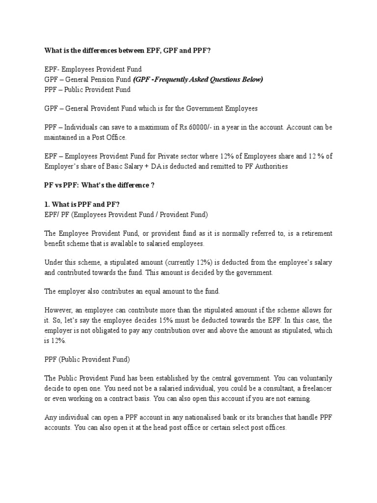 What Is The Differences Between GPF EPF | PDF | Interest | Government