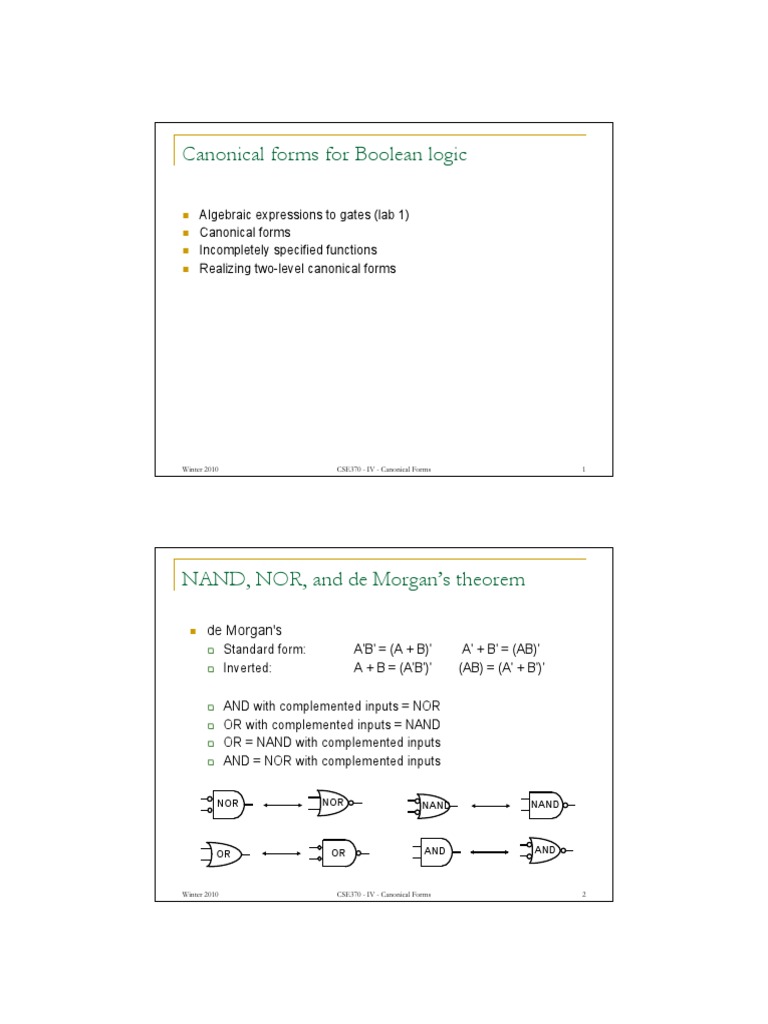 Realizing Boolean Functions: A Comparison of Canonical Forms, Gate-Level Implementations, and ...