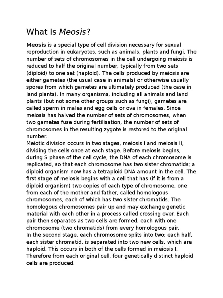 What Is Meosis | PDF | Meiosis | Mitosis