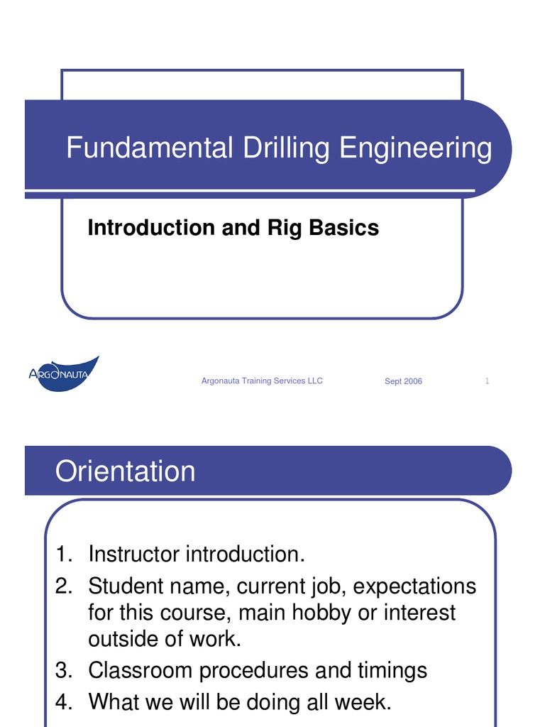 Lecture One Introduction and Rig Basics | PDF | Casing (Borehole) | Drilling Rig